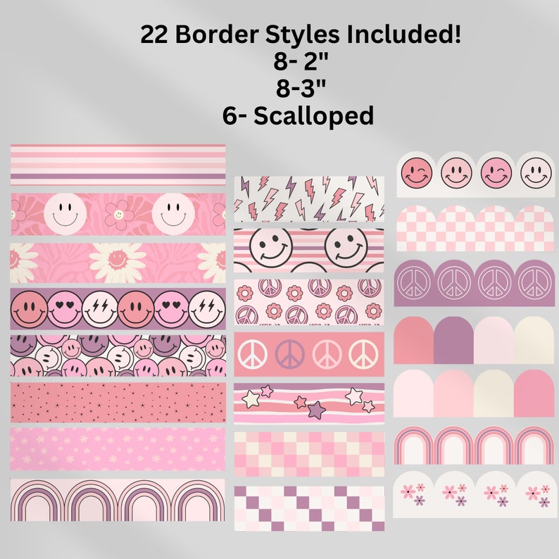 Groovy Valentines Day Bulletin Board Borders, Fun Retro Classroom Decor ...