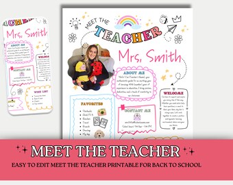 Meet the Teacher, Teacher Template, Back to School Flyer, Teacher ...