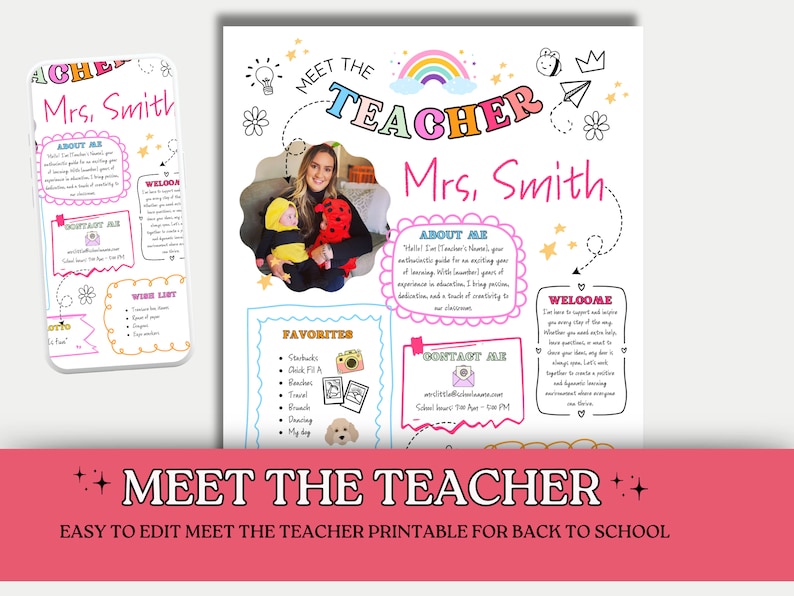 Meet the Teacher Classroom Printable Template Teacher - Etsy