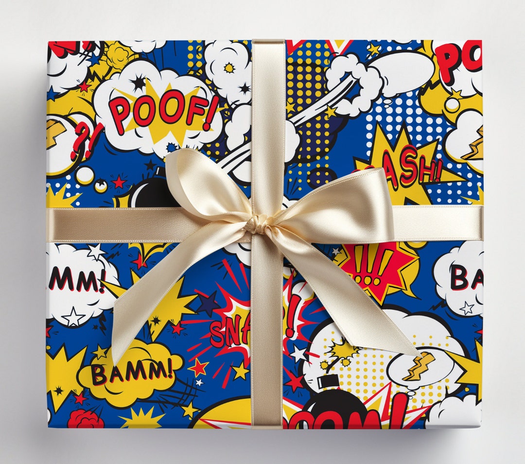 Comic Superhero Wrapping Paper Perfect for Superhero and Comic Theme ...
