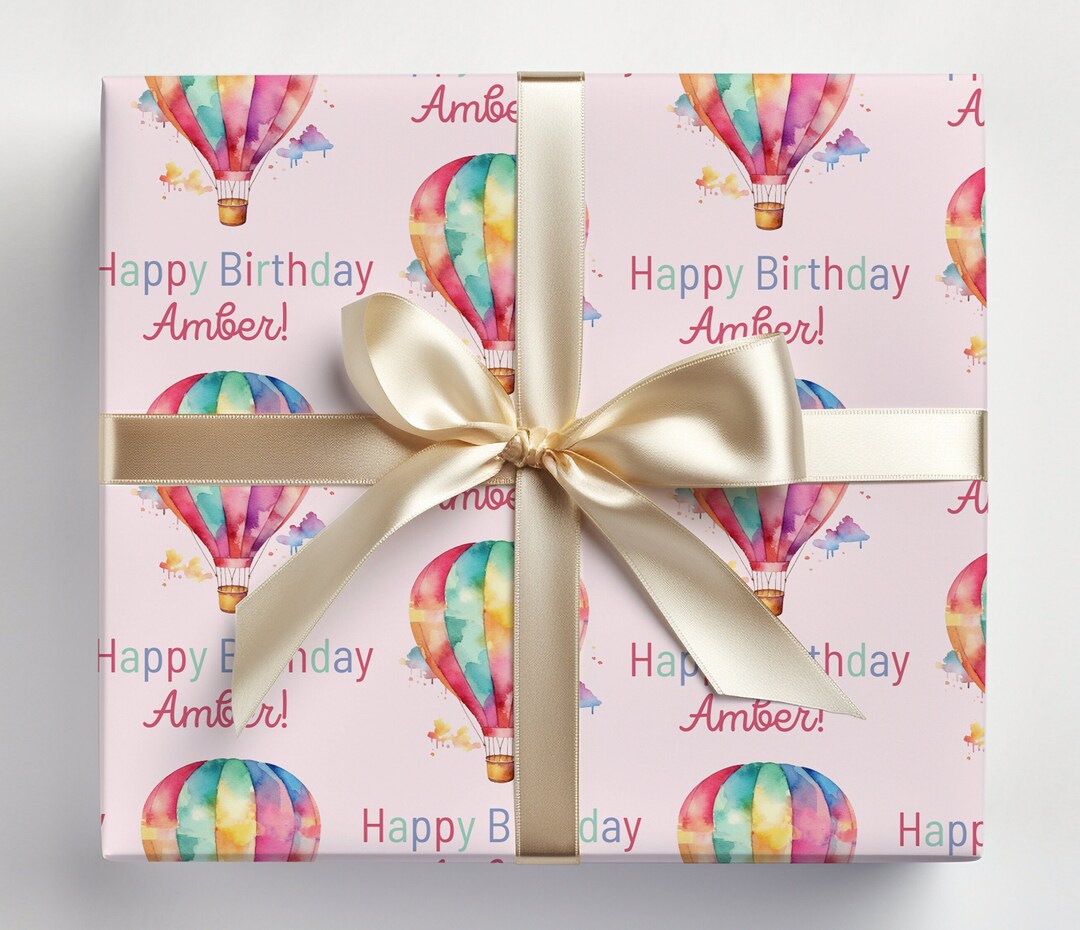 Hot Air Balloon Birthday Wrapping Paper Personalized Gifts Birthday ...