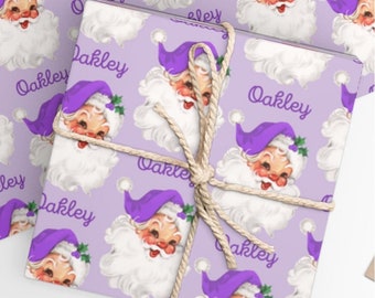 Purple Christmas Wrapping Paper, Purple Watercolor Christmas Trees ...