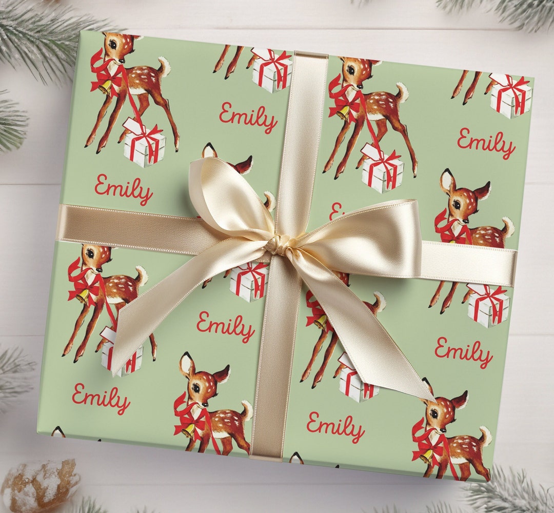 Christmas Deer Wrapping Paper Personalized Gifts Xmas Wrapping Paper ...