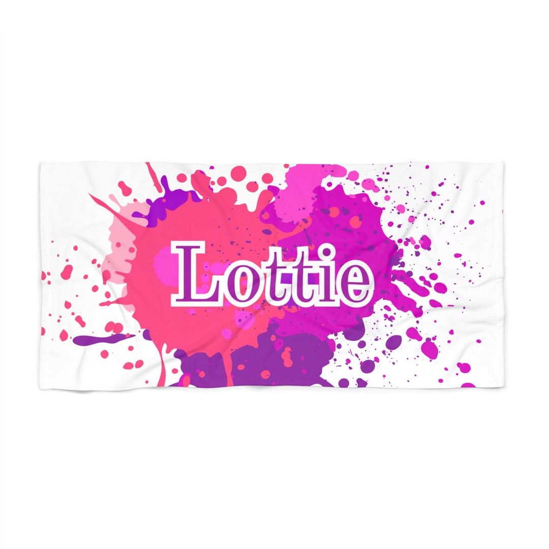 Paint Splatter Personalized Name Beach Towel Beach Towels Paint ...