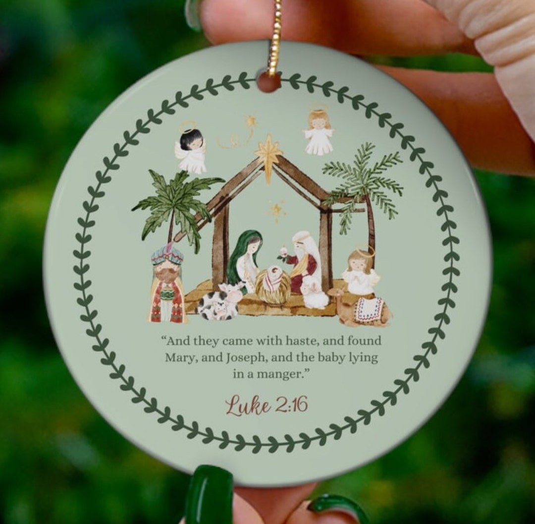 Luke 2:16 Bible Verse Ornament Nativity Baby Jesus in Manger Gift for ...