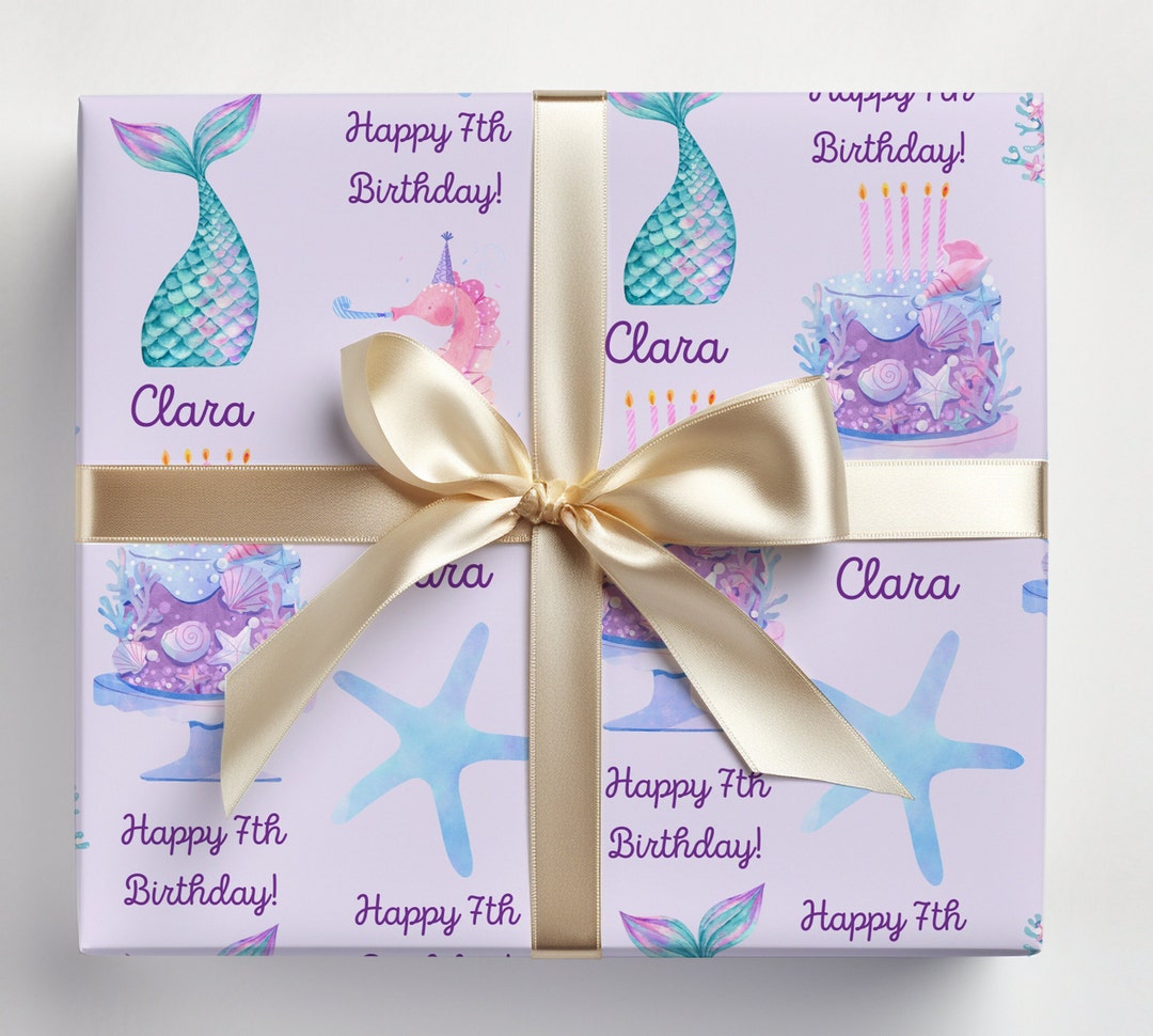 Mermaid Personalized Birthday Wrapping Paper Mermaid Tail Mermaid Theme ...