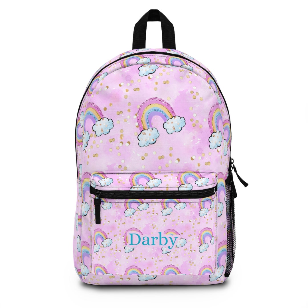Rainbow Glitter Print Personalized Bookbag Name Bookbag - Etsy