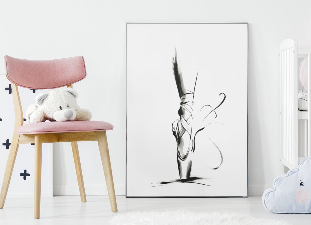 Ballet Pointe Shoe Print, Ballerina Slippers Poster, Elegant Dance Wall ...