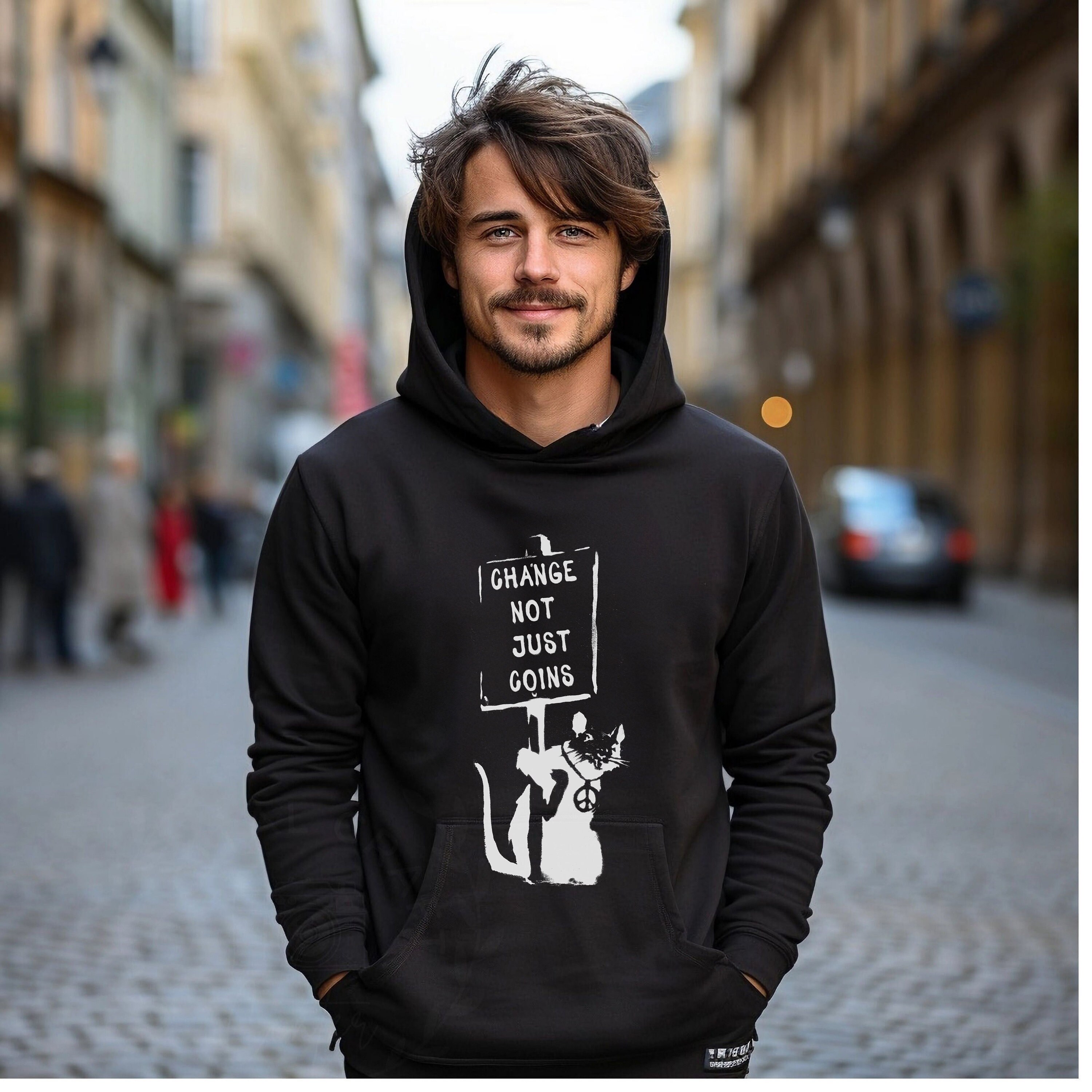 Change Not Just Coins - Banksy-inspired Peace Protester Rat Graffiti ...