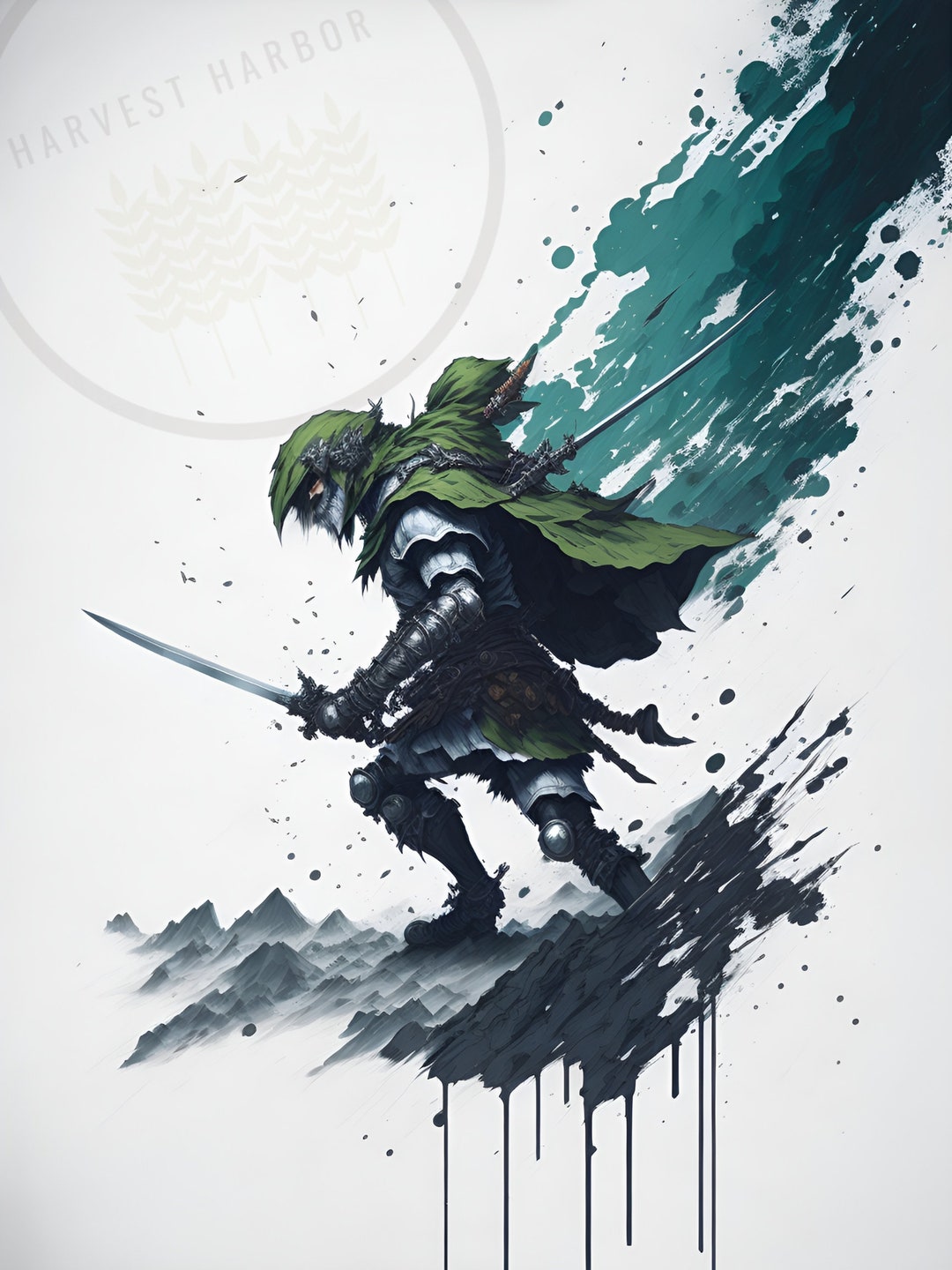 Link From the Legend of Zelda Traditional Japanese Ink Wash Painting ...