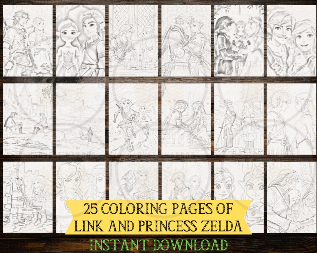 Exciting 25-page Link and Princess Zelda Coloring Book: Fun and ...