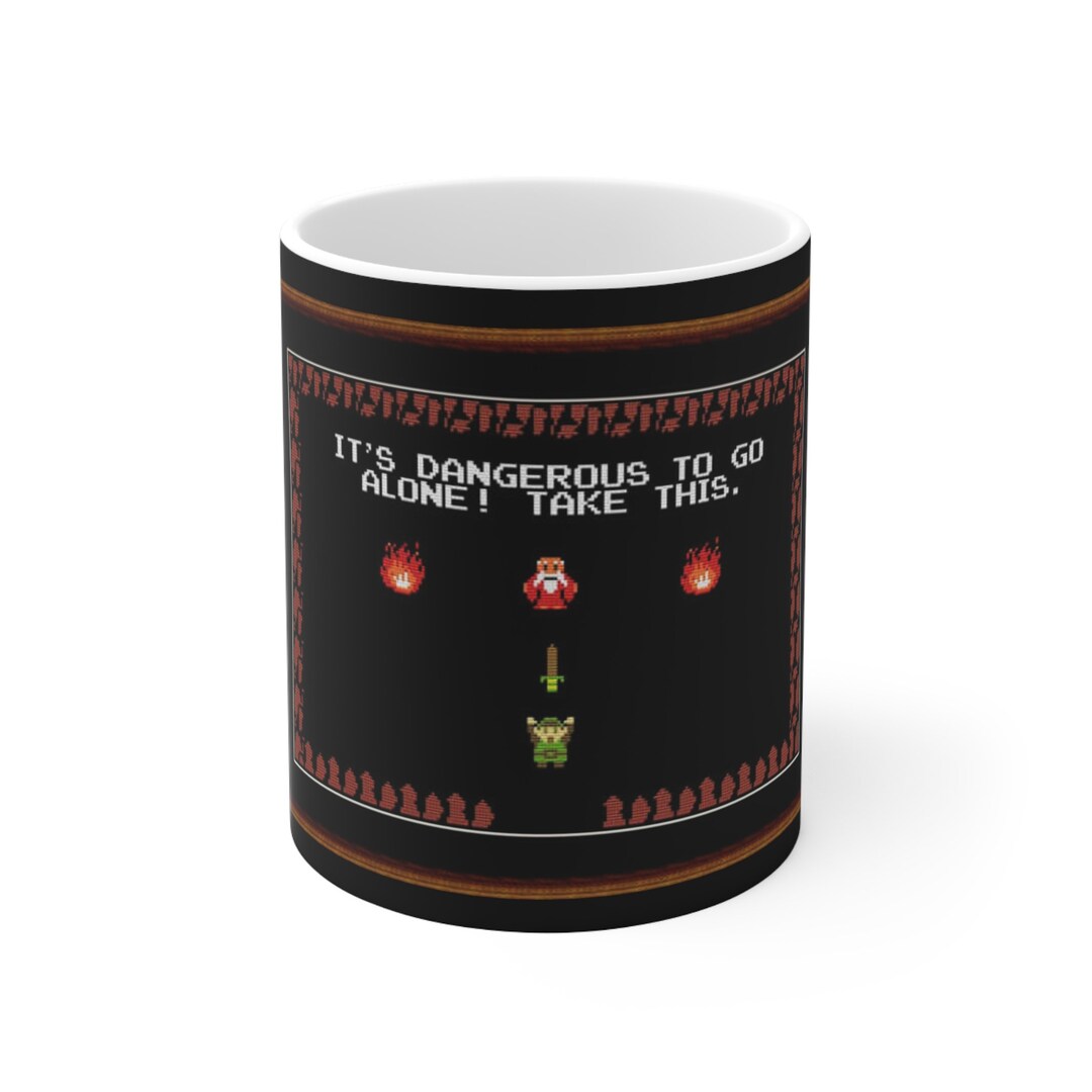 The Legend of Zelda Game Mug, Retro Loz Game it's Dangerous to Go Alone ...