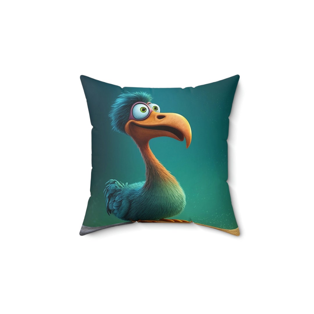 Cute Pixar Style Dodo Bird Spun Polyester Square Pillow, Unique Dodo ...