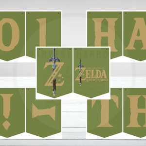 Zelda Party Printable Birthday Banner, Loz Personalized DIY Print ...