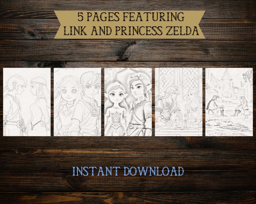 Engaging Link and Princess Zelda 5-page Coloring Book: Fun and Creative ...
