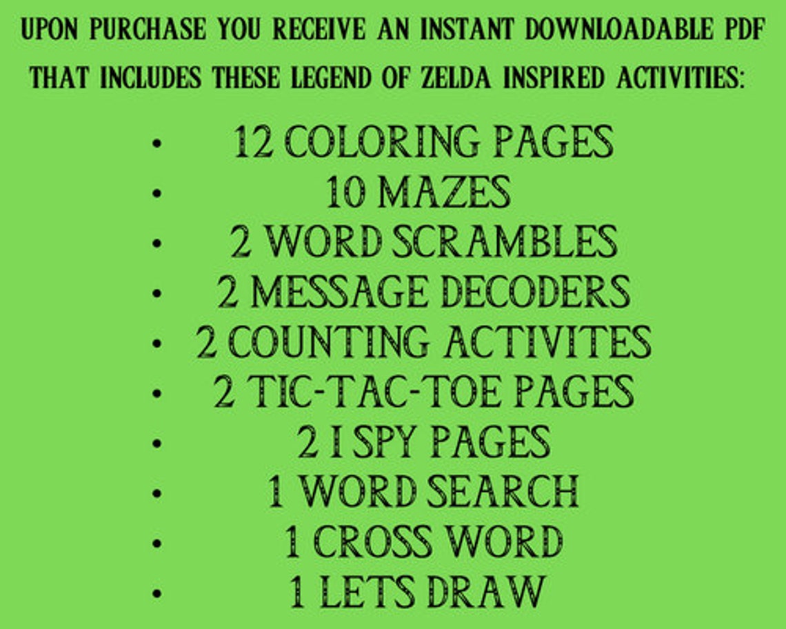 The Legend of Zelda Activity Pages, Link Princess Zelda Triforce ...