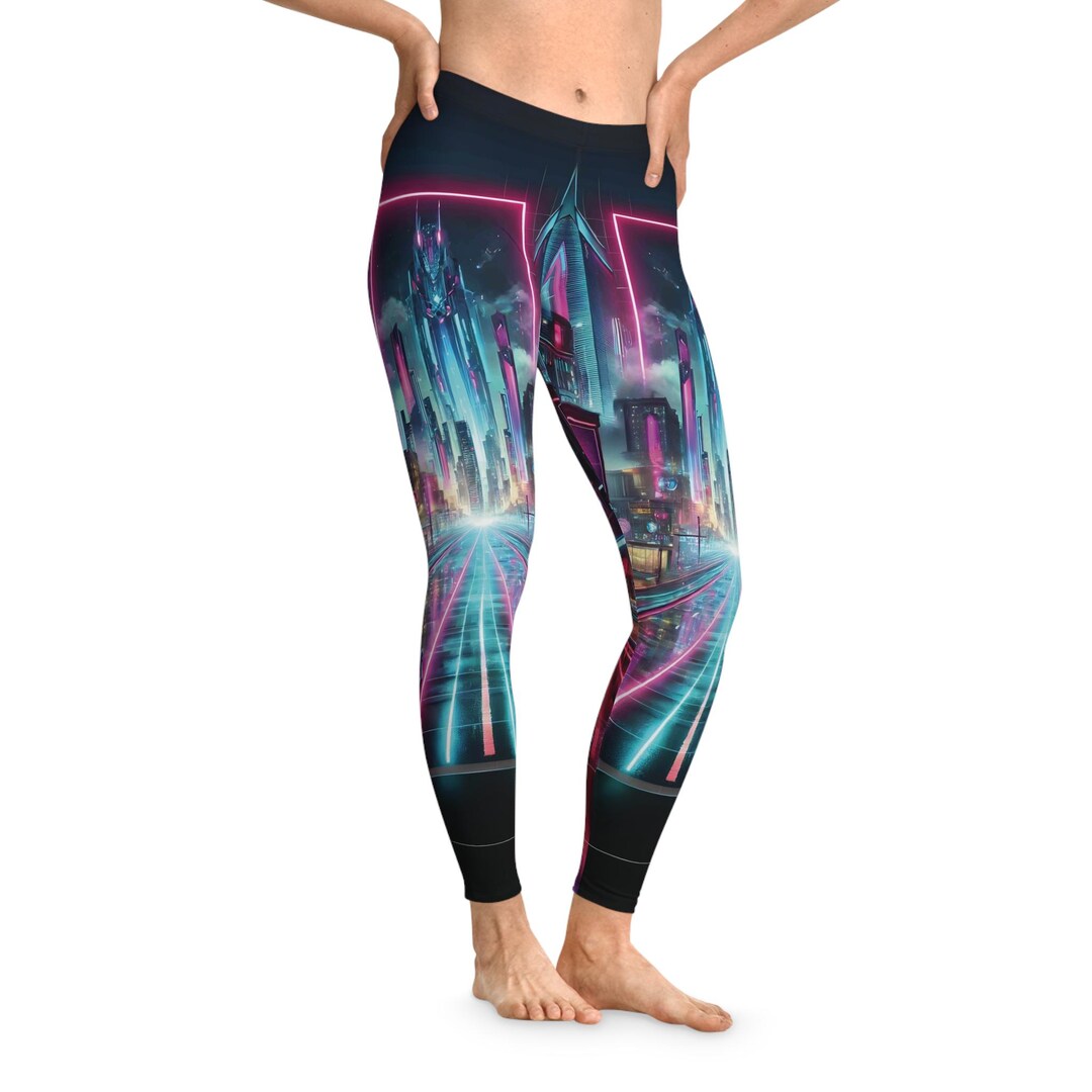 Cyberpunk Neon Leggings, Neon Tights, Stretchy Mid-rise Fitness Tights ...