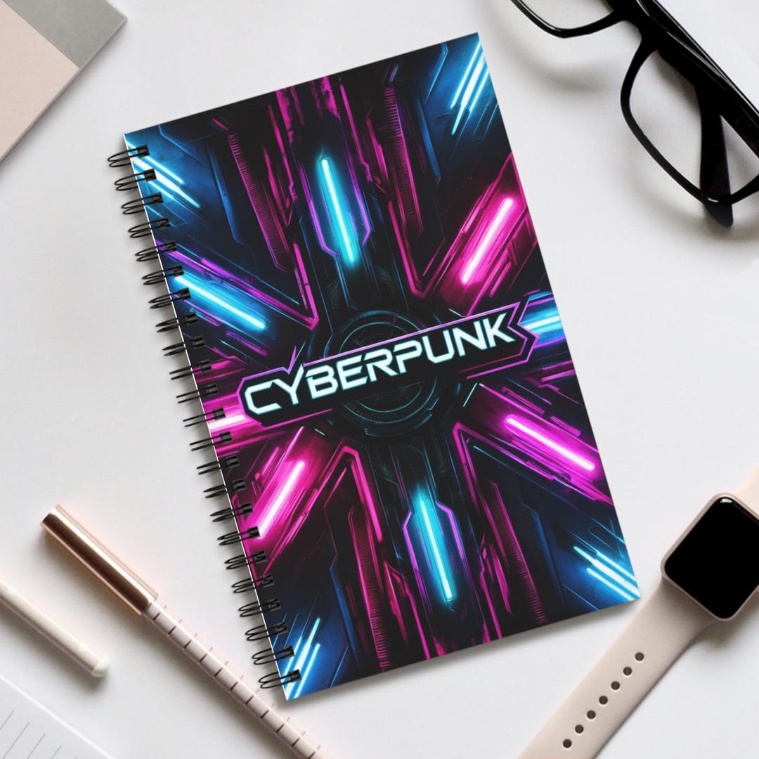 Neon Cyberpunk Spiral Journal, Notebook, Diary, Writing Pad, Sketchbook ...
