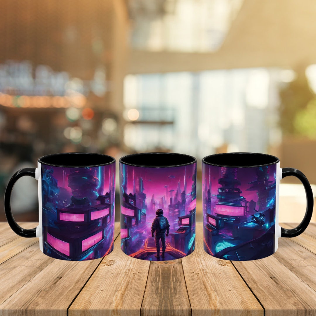 Cyberpunk Neon City Mug Gamer Sci-fi Enthusiast Coffee Cup Unique ...