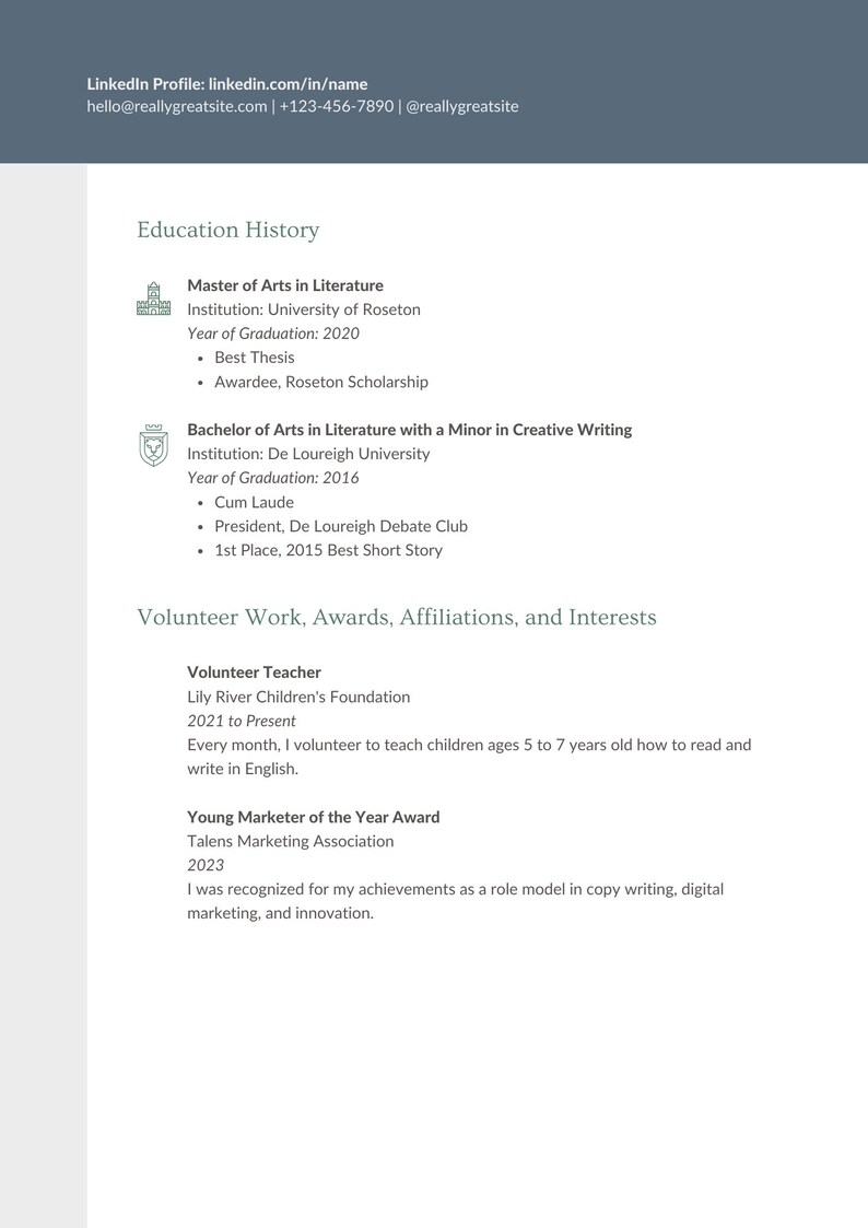 Professional & Modern CV Template for Word, Google Docs, Apple Pages ...