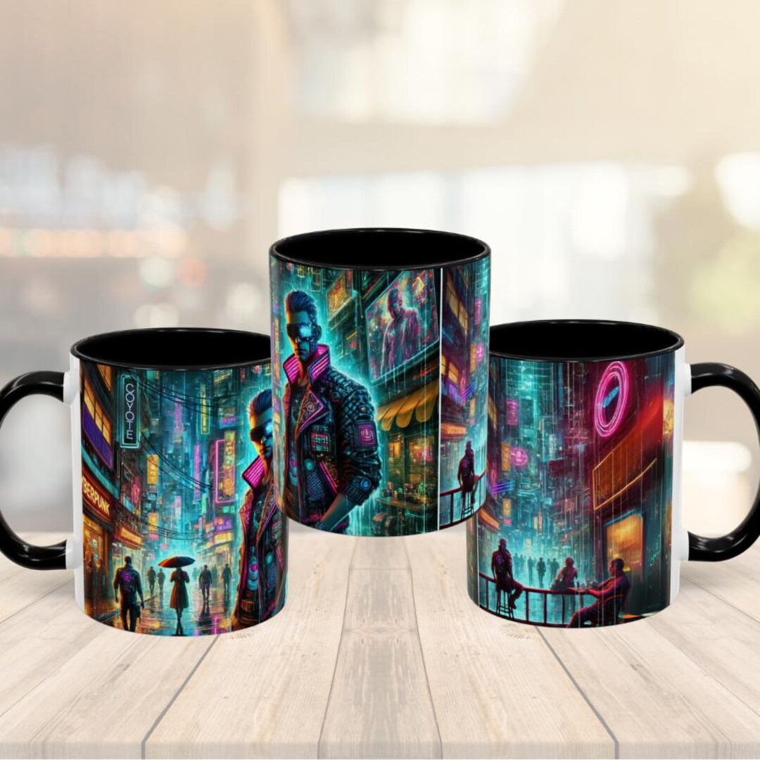 Cyberpunk Neon Cityscape Mug: Sci-fi Gamer Coffee Cup - Etsy