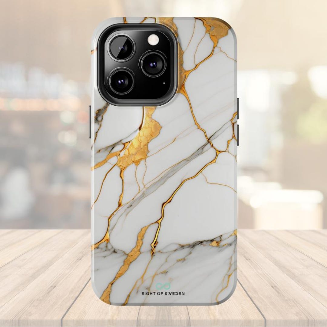 Gold Marble Phone Case for iPhone Apple Devices Sleek Stylish Luxury ...