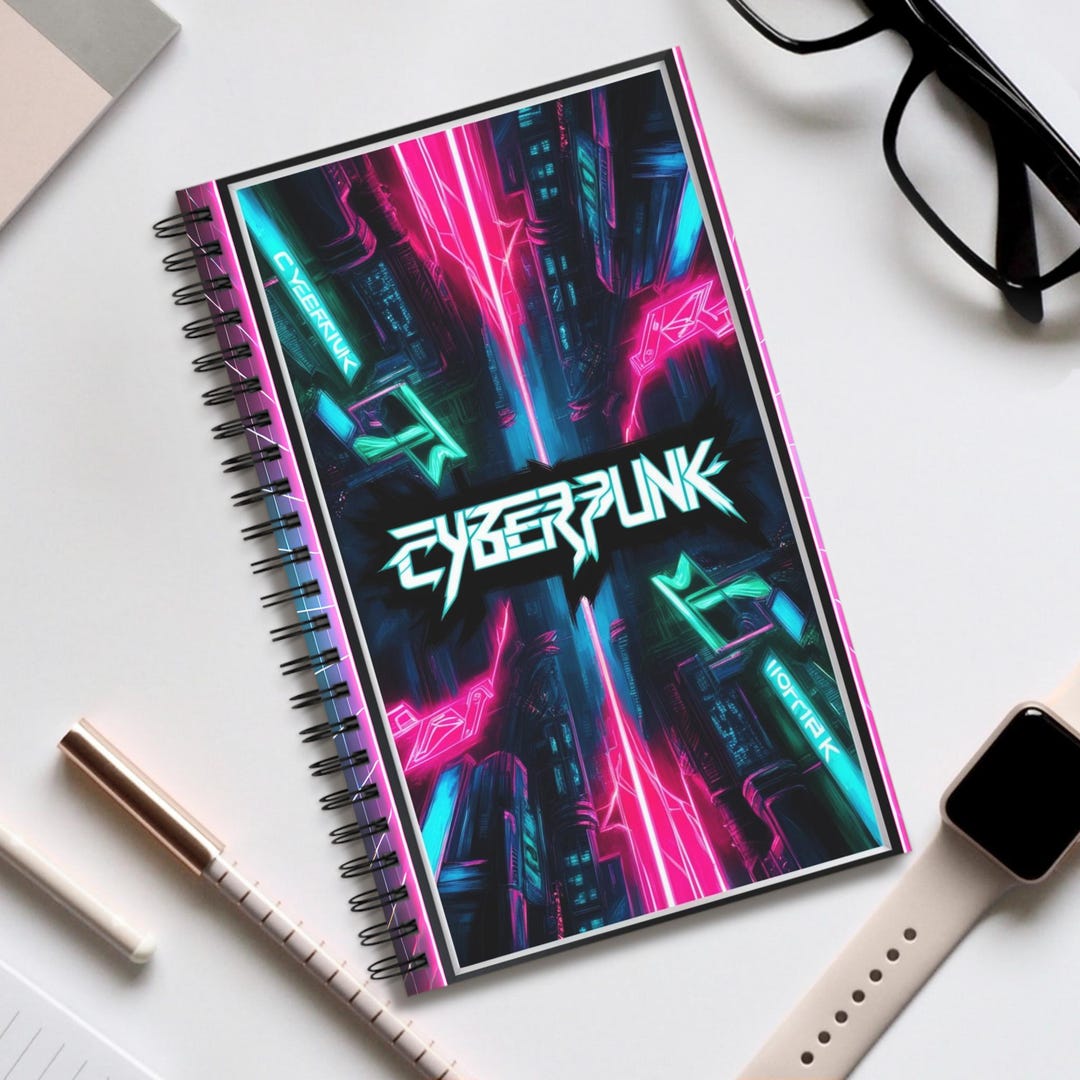 Cyberpunk Gaming Spiral Journal - Gamer Notebook, Tech Spiral Diary ...
