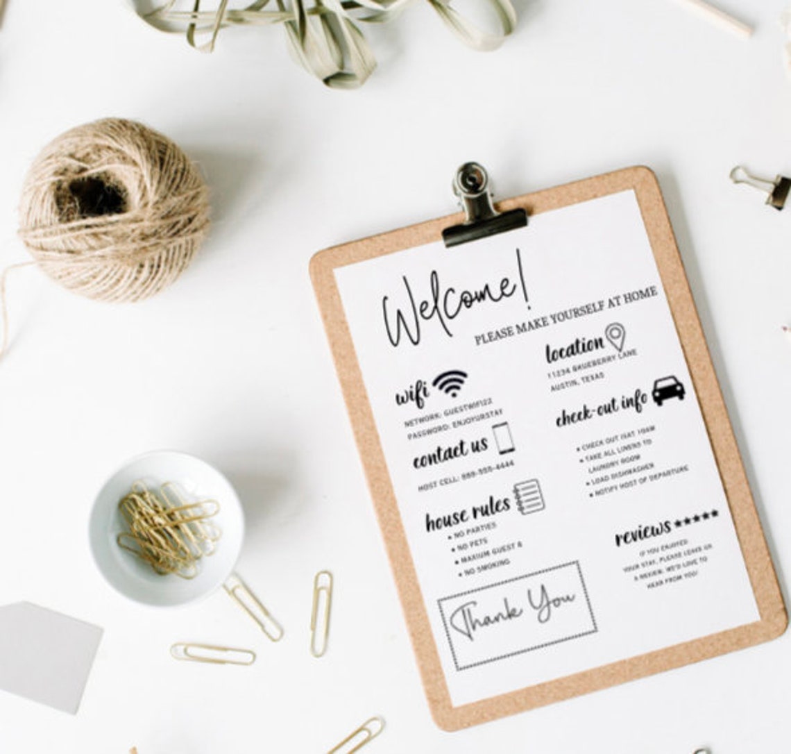 Printable Airbnb Welcome Sign | Instant Digital Download - Etsy