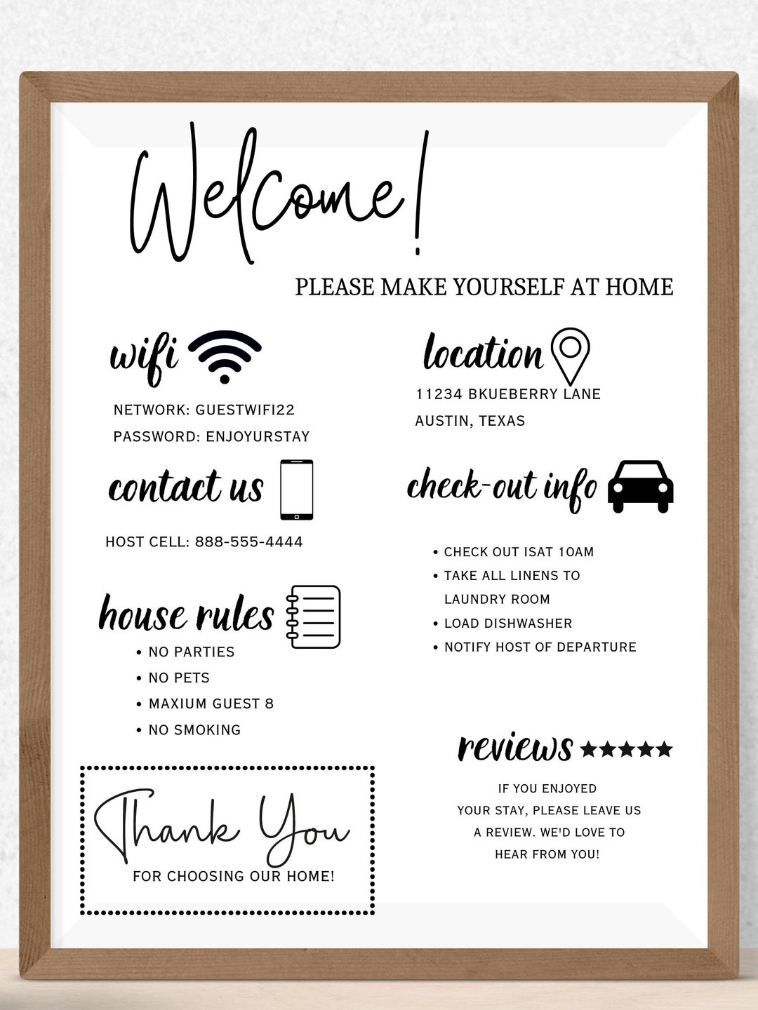 Printable Airbnb Welcome Sign | Instant Digital Download - Etsy