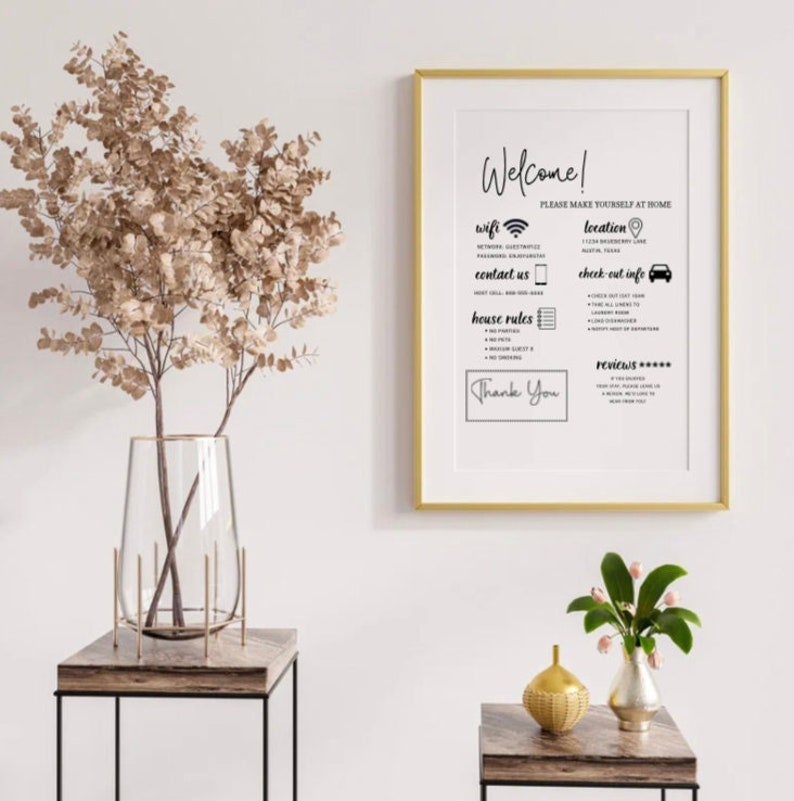 Printable Airbnb Welcome Sign | Instant Digital Download - Etsy