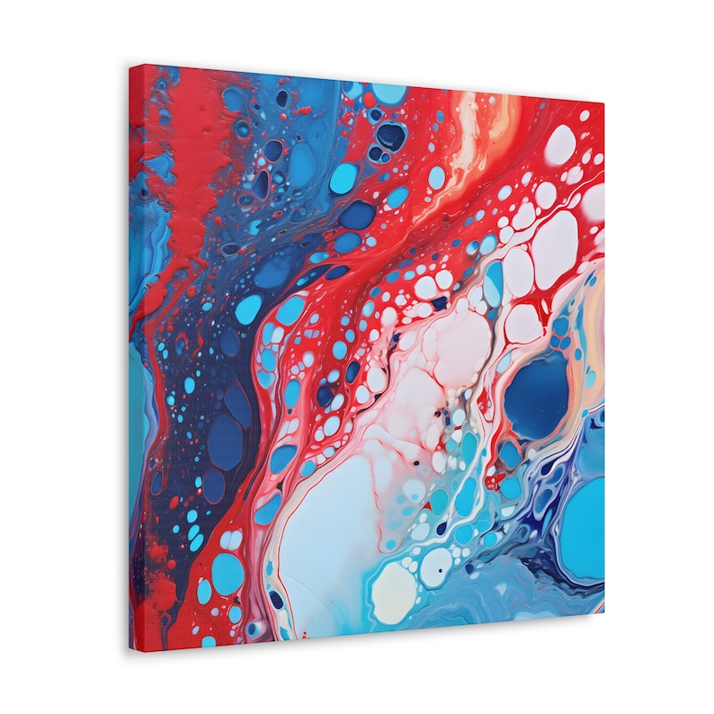 Abstract Red and Blue Pouring Paint Print Canvas Gallery Wraps - Etsy