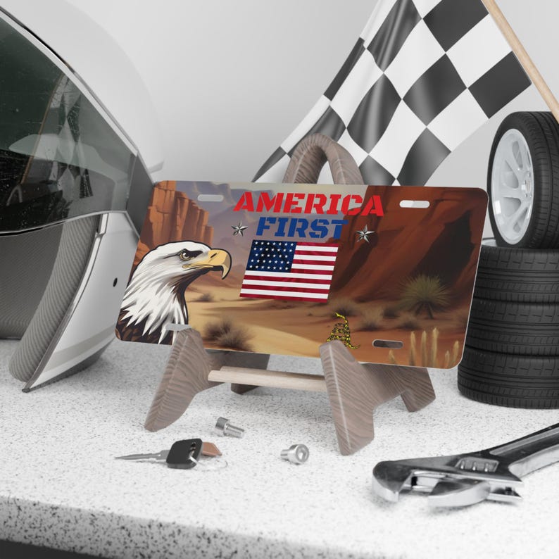 America First Eagle Desert Scene Vanity License Plate Vanity Plate - Etsy