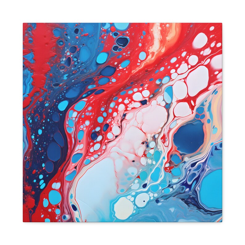 Abstract Red and Blue Pouring Paint Print Canvas Gallery Wraps - Etsy