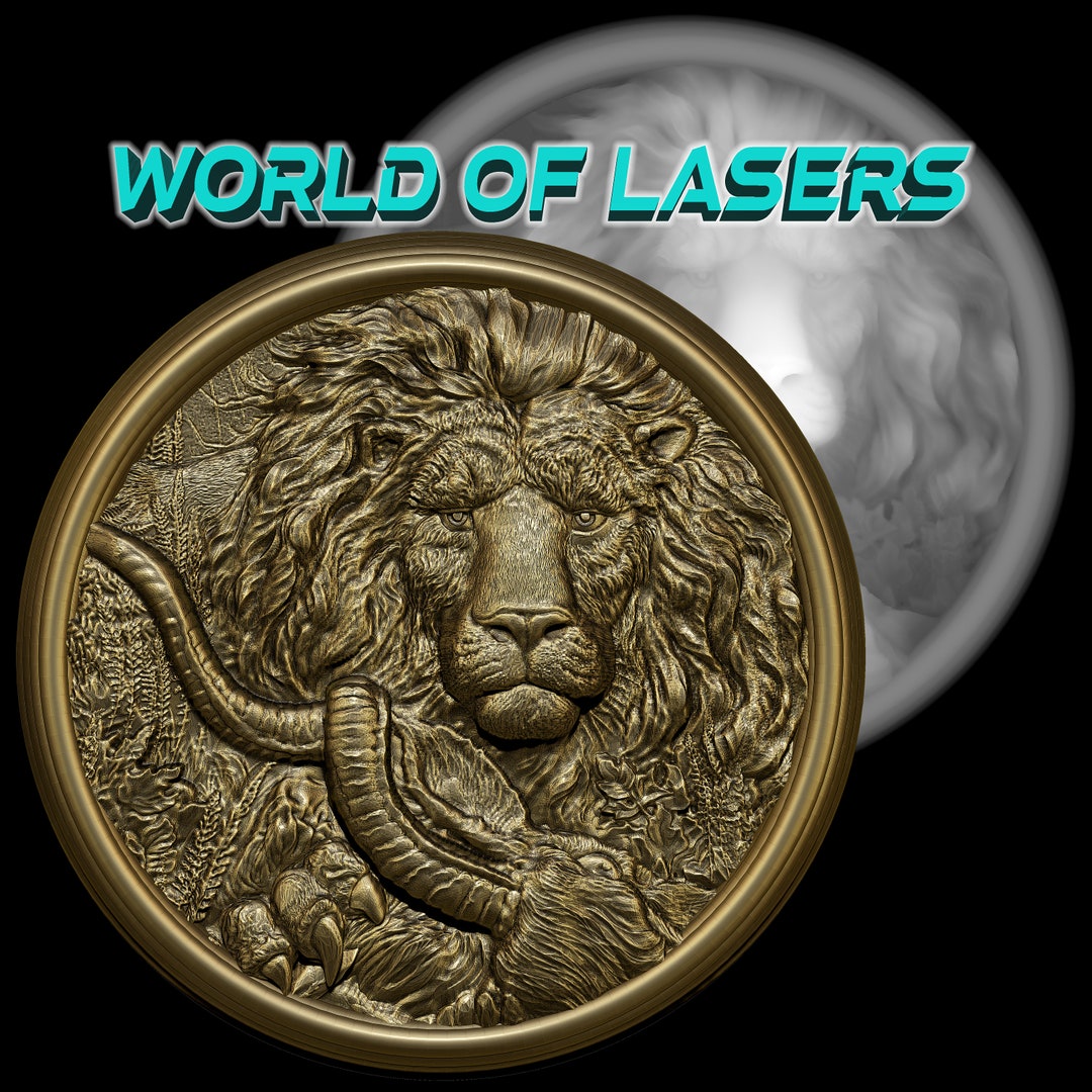 3D Model Stl and Grayscale for Laser and CNC Milling Machines - Lion V2 ...