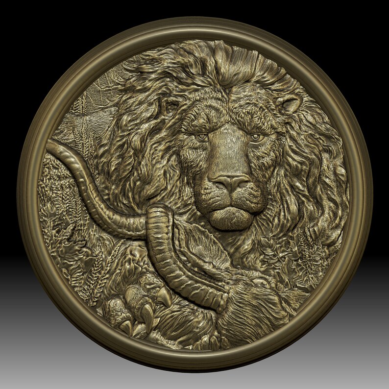 3D Model Stl and Grayscale for Laser and CNC Milling Machines - Lion V2 ...