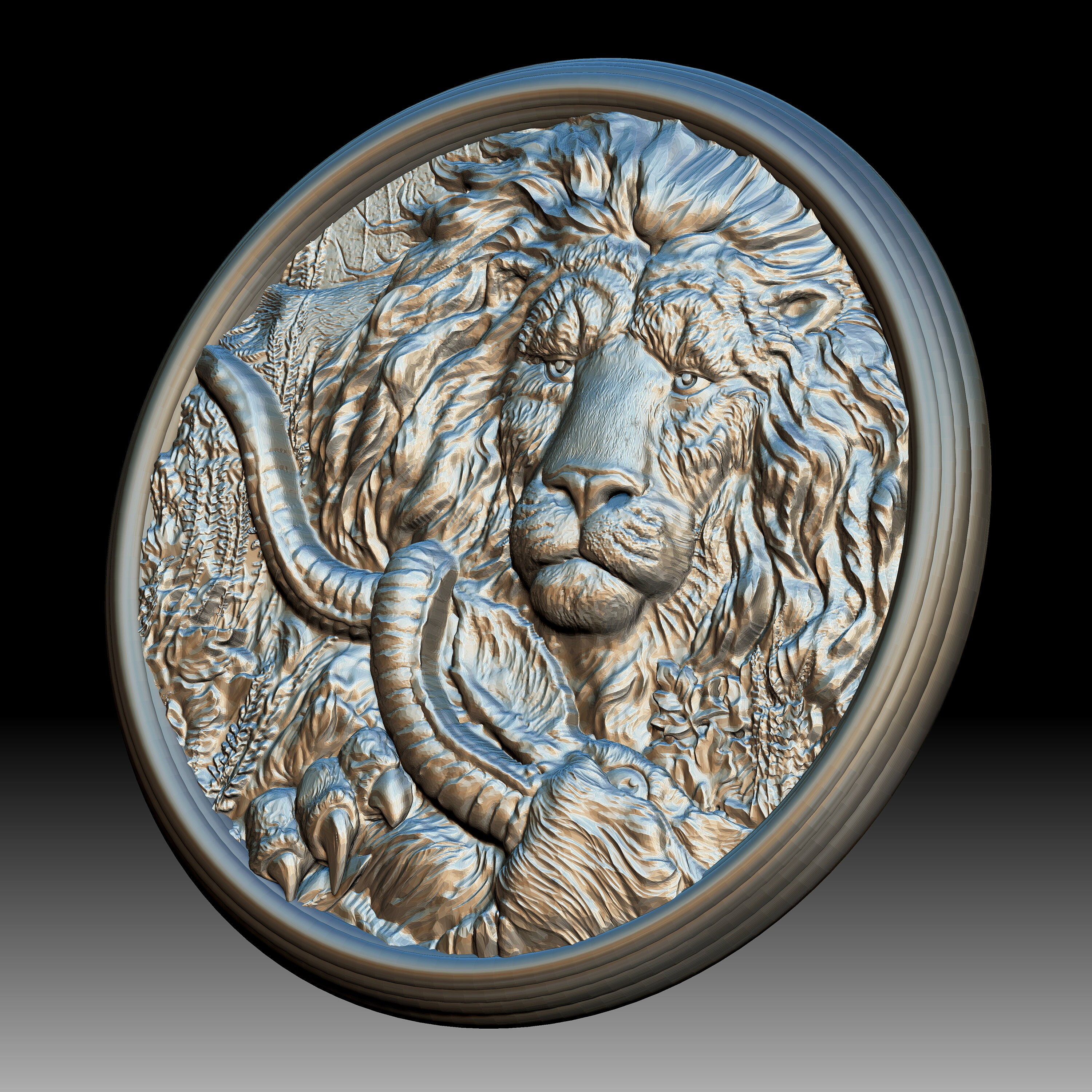 3D Model Stl and Grayscale for Laser and CNC Milling Machines - Lion V2 ...
