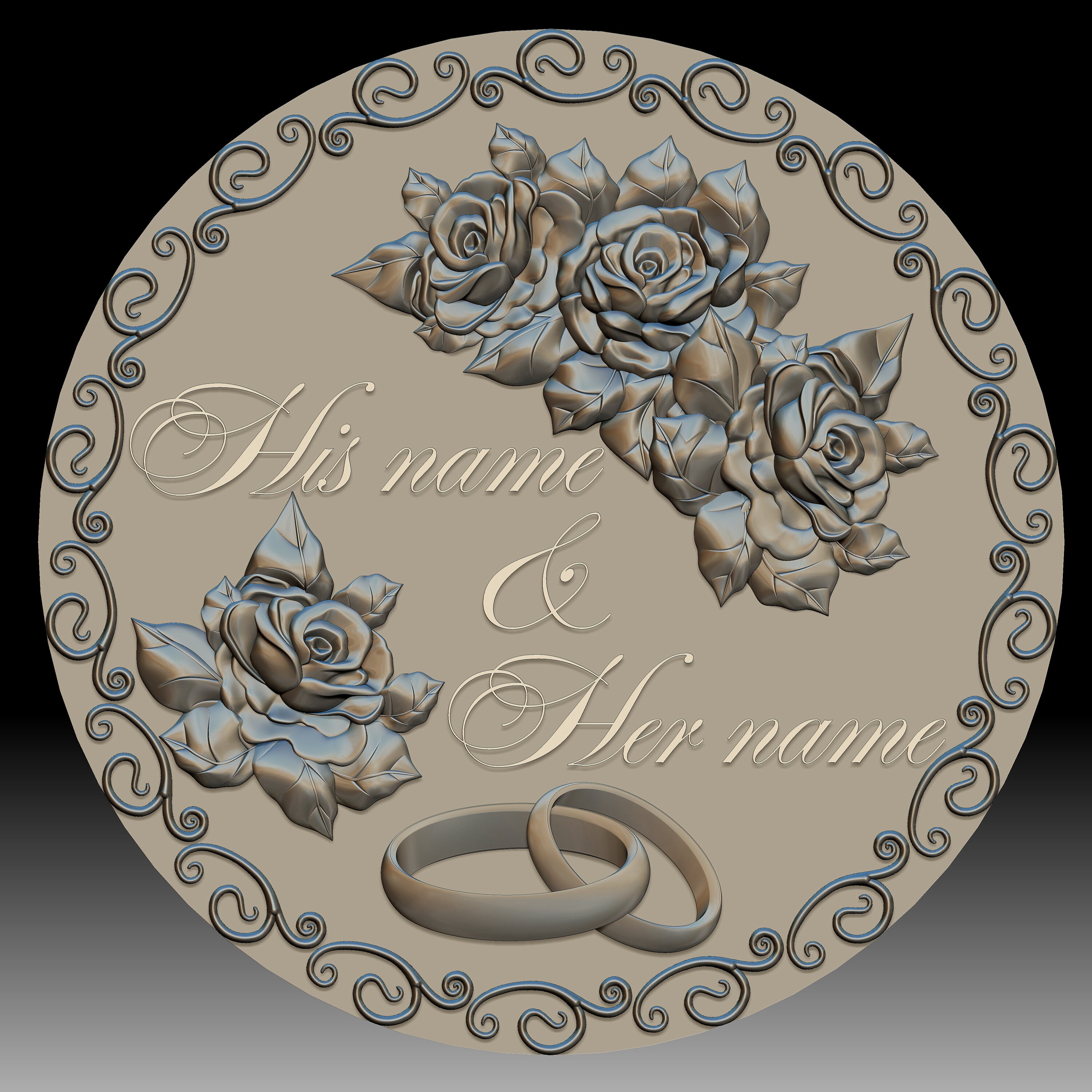 3D Model Stl and Grayscale for Laser and CNC Milling Machines - Wedding ...