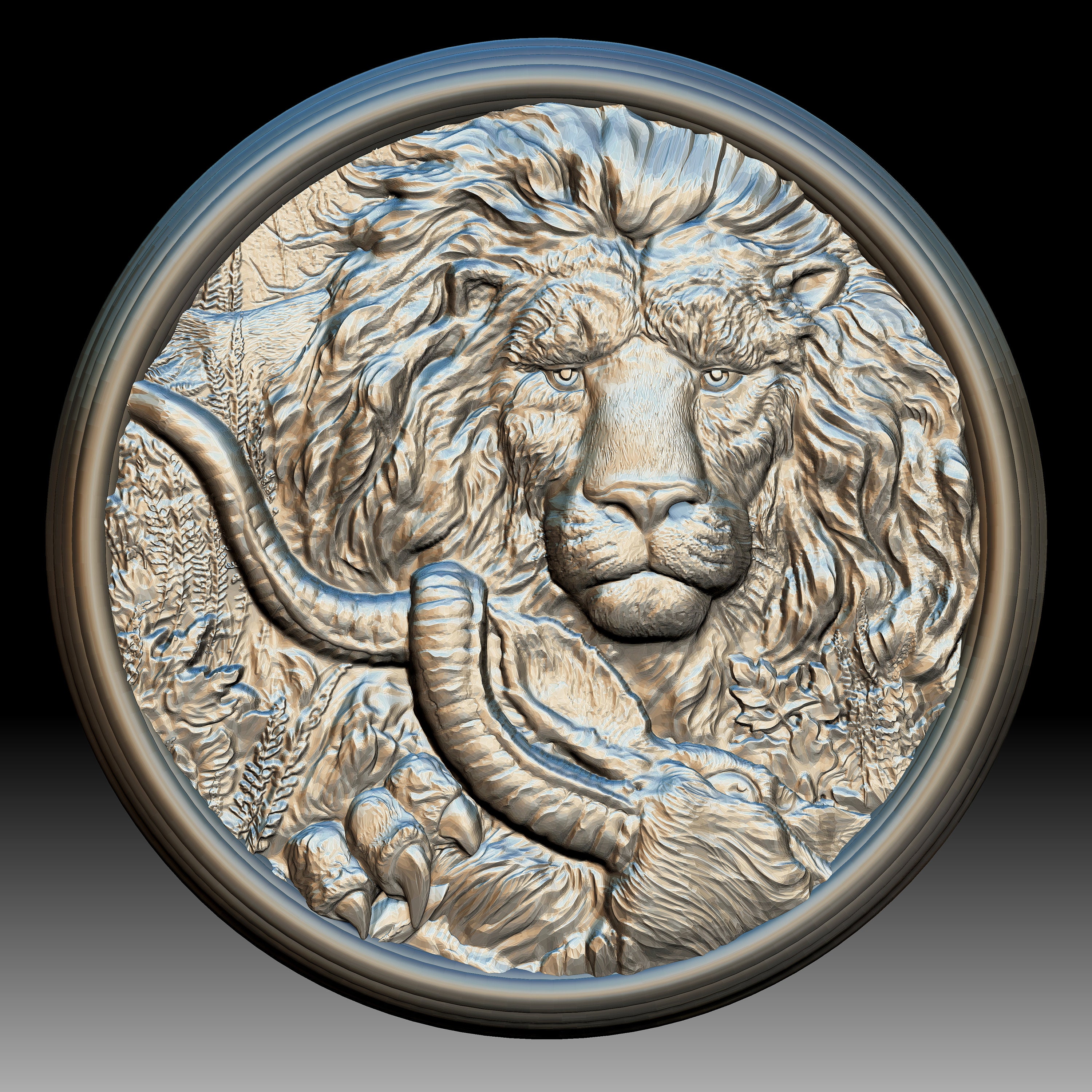 3D Model Stl and Grayscale for Laser and CNC Milling Machines - Lion V2 ...
