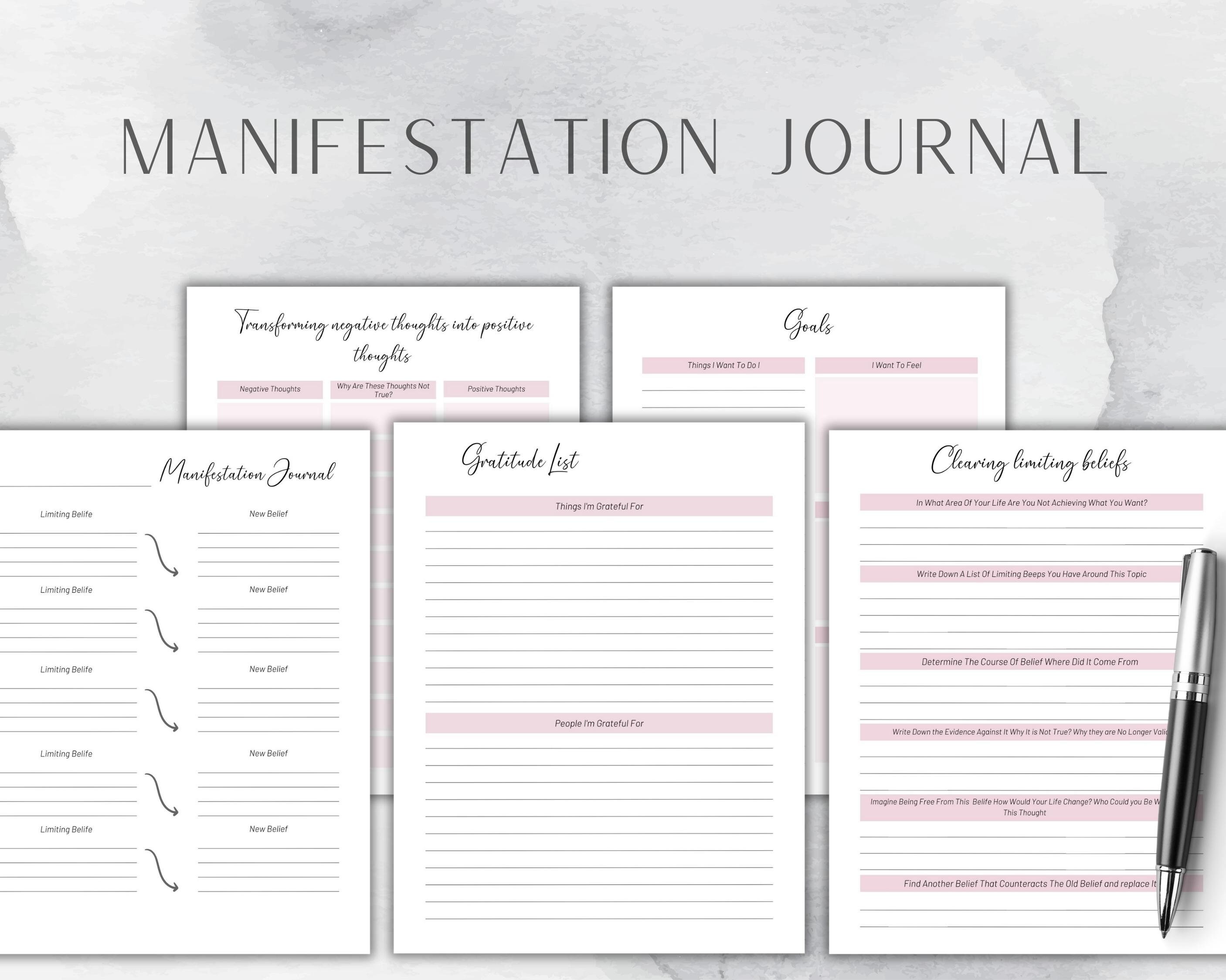 EDITABLE Manifestation Journal Gratitude Positive Habits Reflection ...