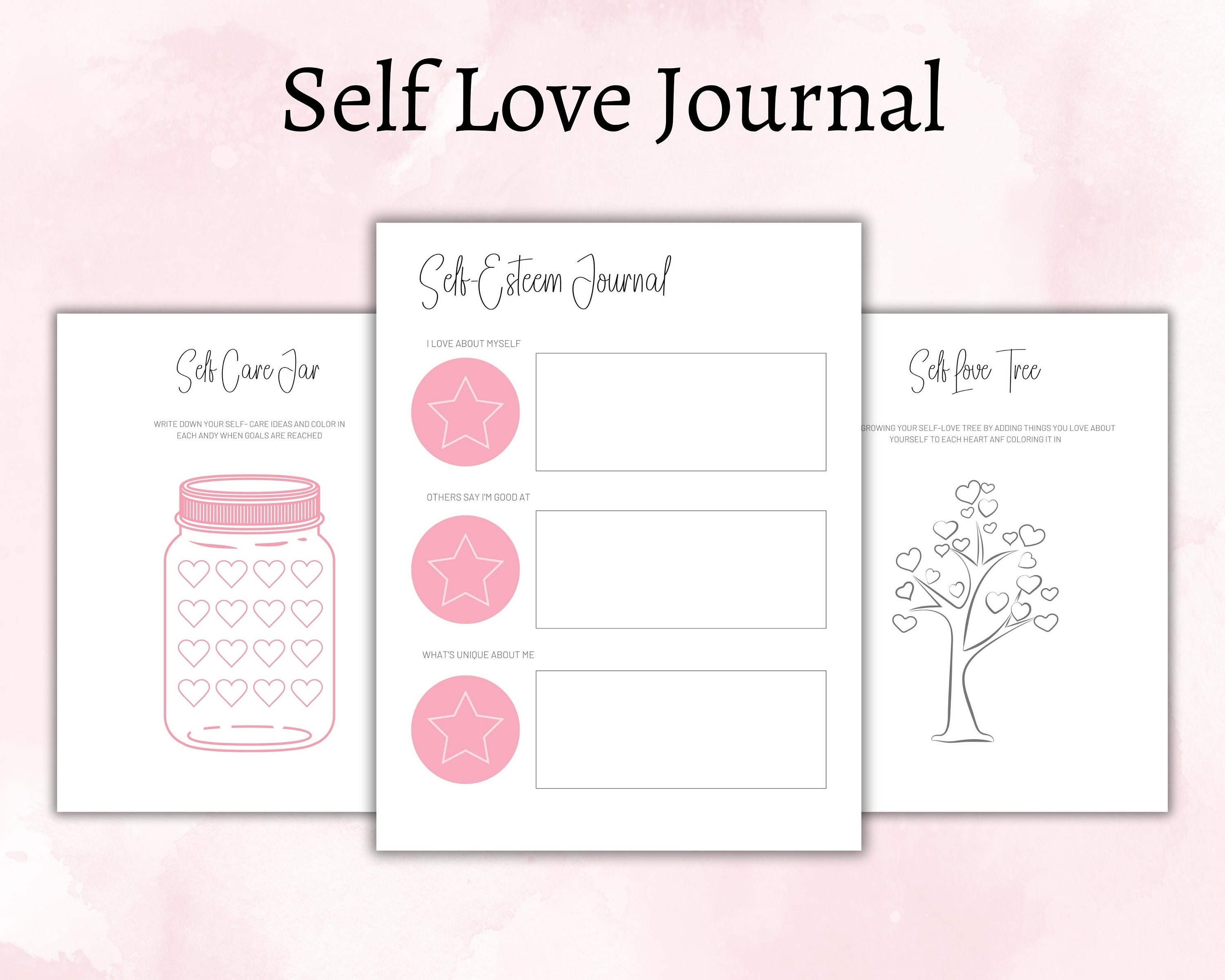 Self Love Journal Workbook Planner Self Love Worksheets Mental Health ...