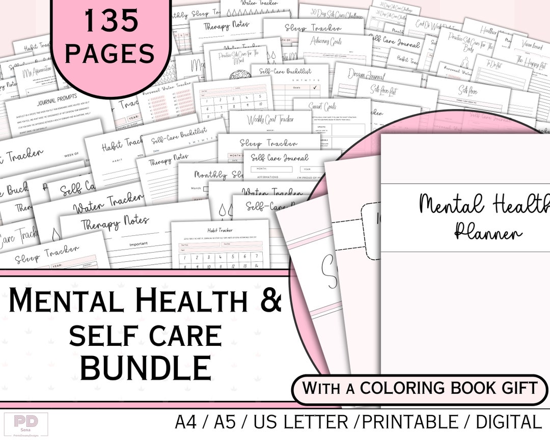 Mental Health Planner Bundle: Self-care Journal, Anxiety Tracker ...