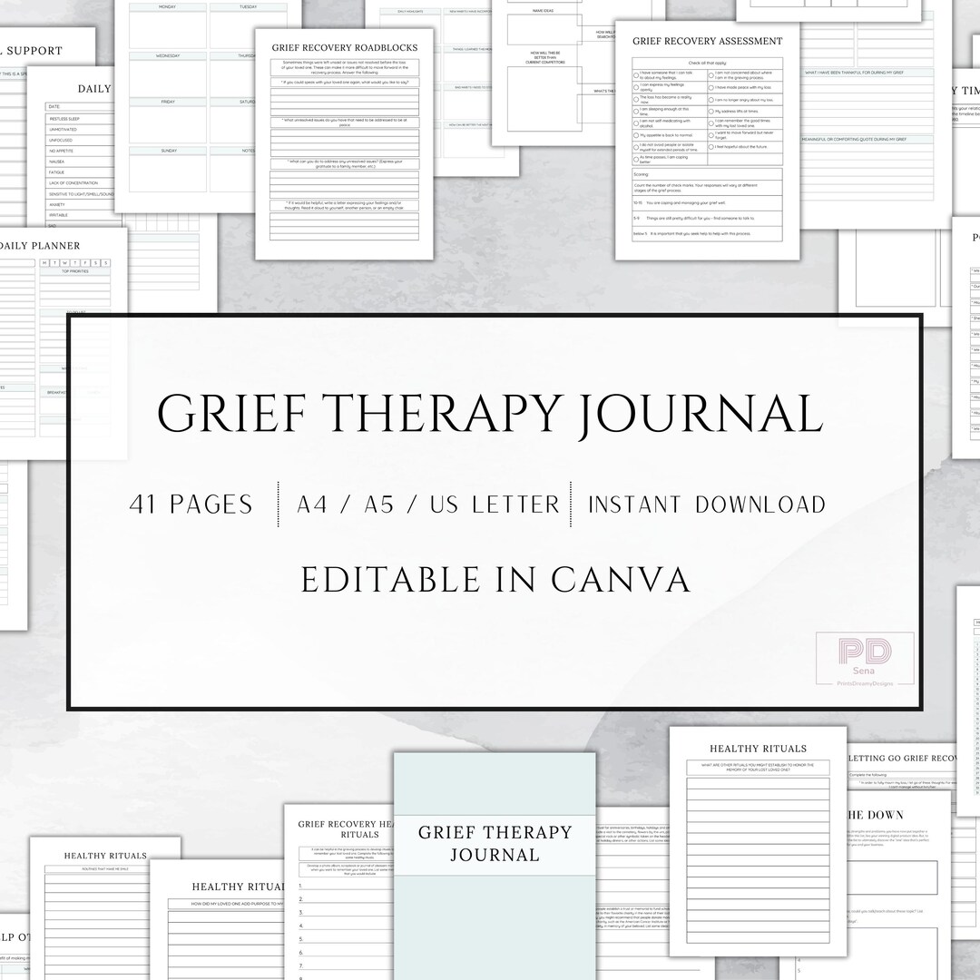 Editable Grief Therapy Journal: Coping With Loss (digital Download) - Etsy