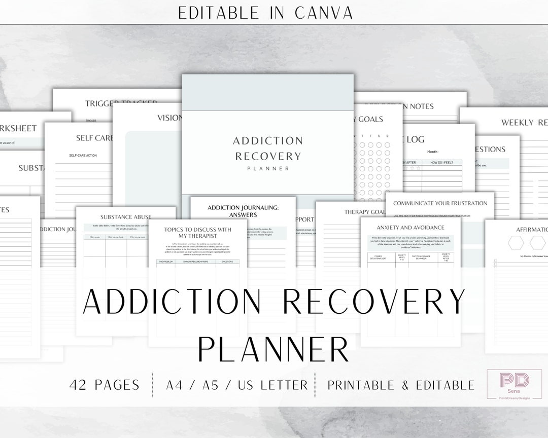 EDITABLE Addiction Recovery Planner Journal Templates Addiction ...