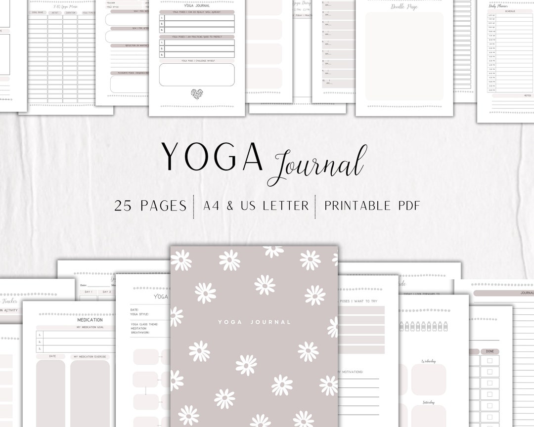 Yoga Journal Yoga Poses Planner Printable Yoga Tracker Wellness Planner ...