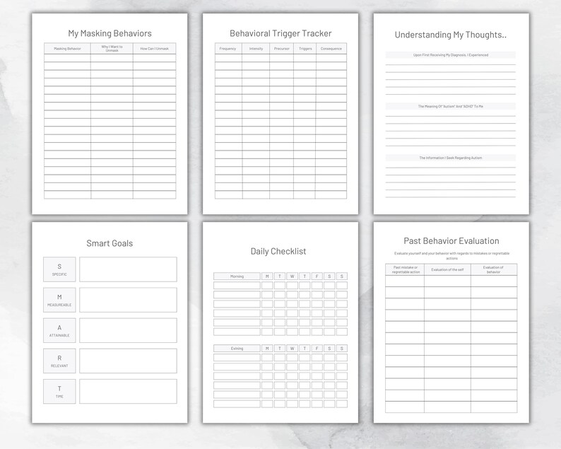 EDITABLE Autism Workbook Canva Autistic Planner Journal for Adults and ...