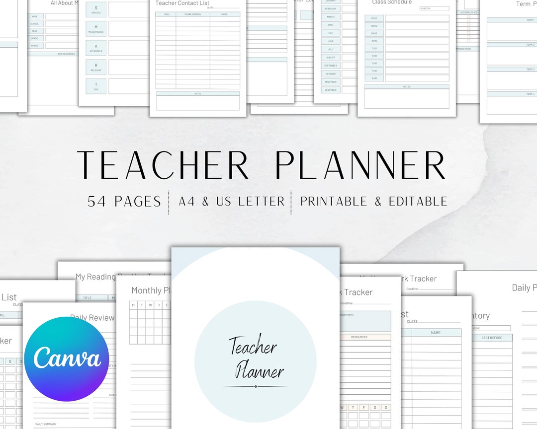 EDITABLE Canva Teacher Planner PDF Lesson Planner Class - Etsy