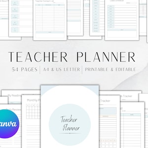 EDITABLE Canva Teacher Planner PDF Lesson Planner Class Schedule ...