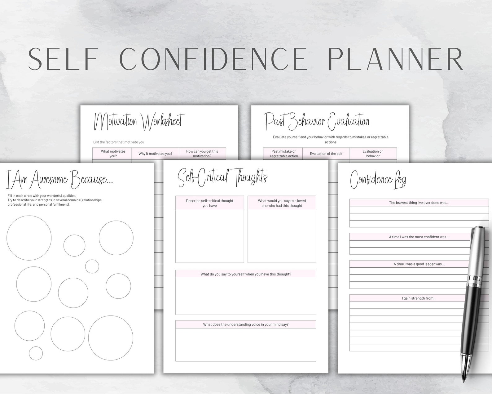 EDITABLE Self Confidence Planner Templates Canva Self Love Planner Self ...