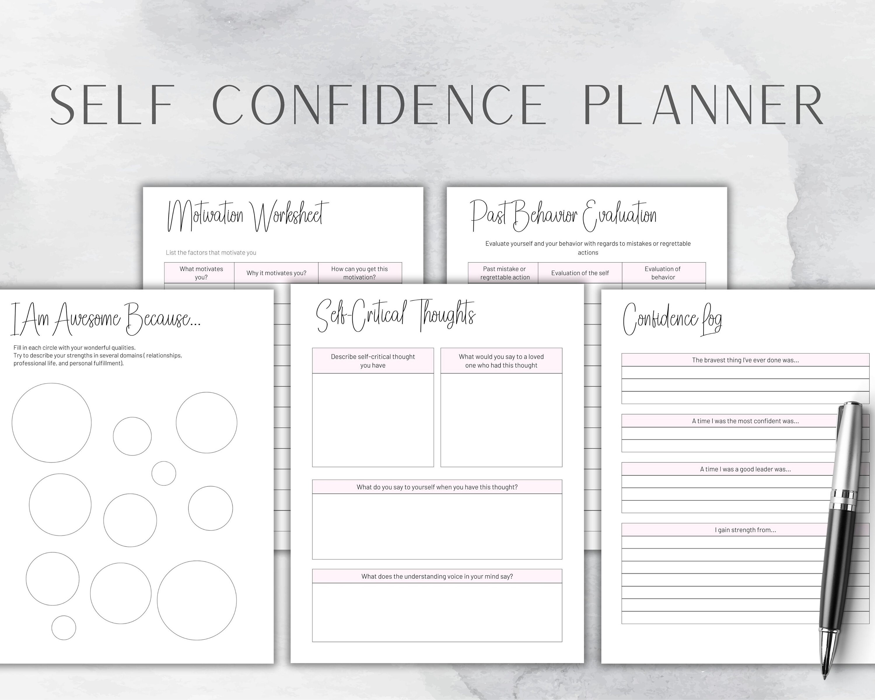 EDITABLE Self Confidence Planner Templates Canva Self Love Planner Self ...