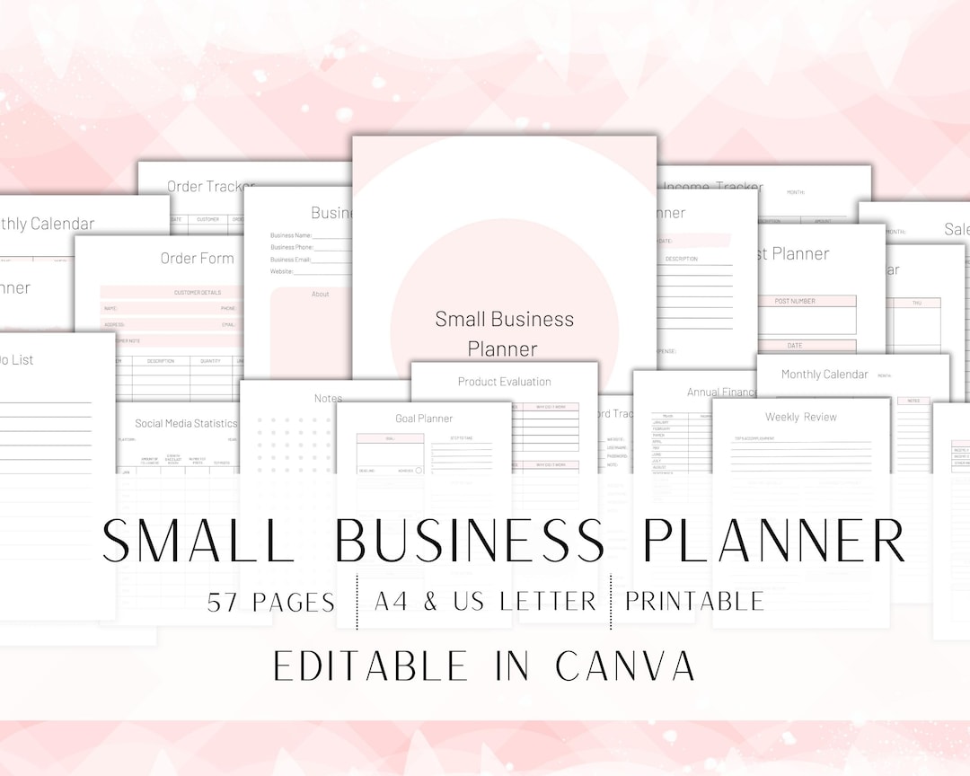 EDITABLE Small Business Planner CANVA Printable PDF A4 Us Letter Home ...